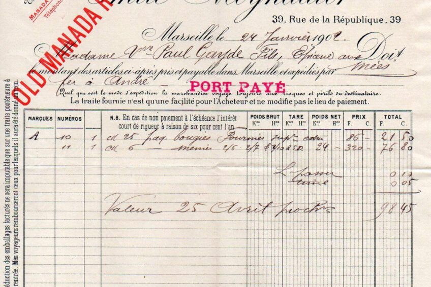 Emile Meynadier, la Maison Ferroni et le Rhum Old Manada 1897, Marseille